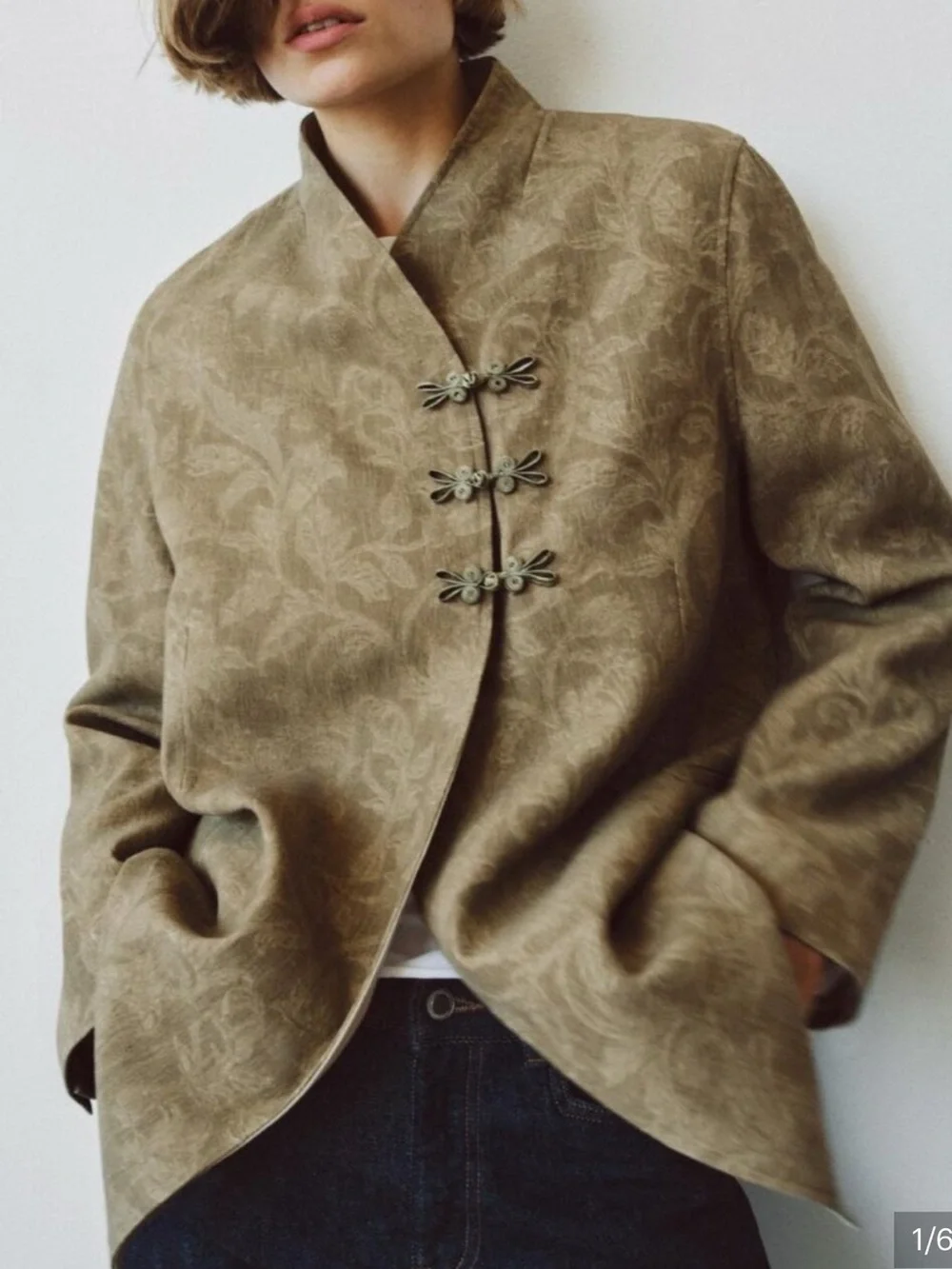 Zara | Jackets & Coats | Zara Jacquard Blazer With Frog Closure Sold ...